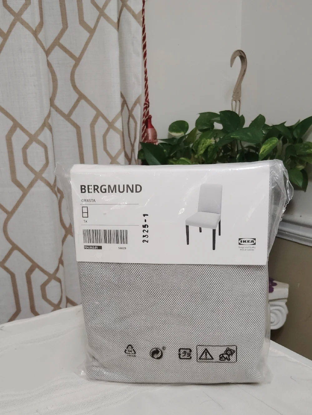 IKEA | Dining | Ikea Bergmund Chair Cover In Light Gray And White ...